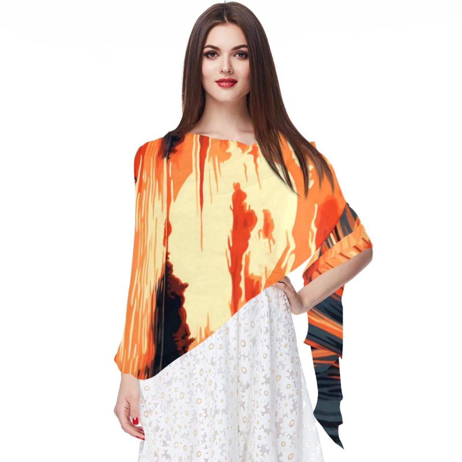 Swan Elegant Silk Scarf - Translucent Chiffon Yarn - Lightweight and ...