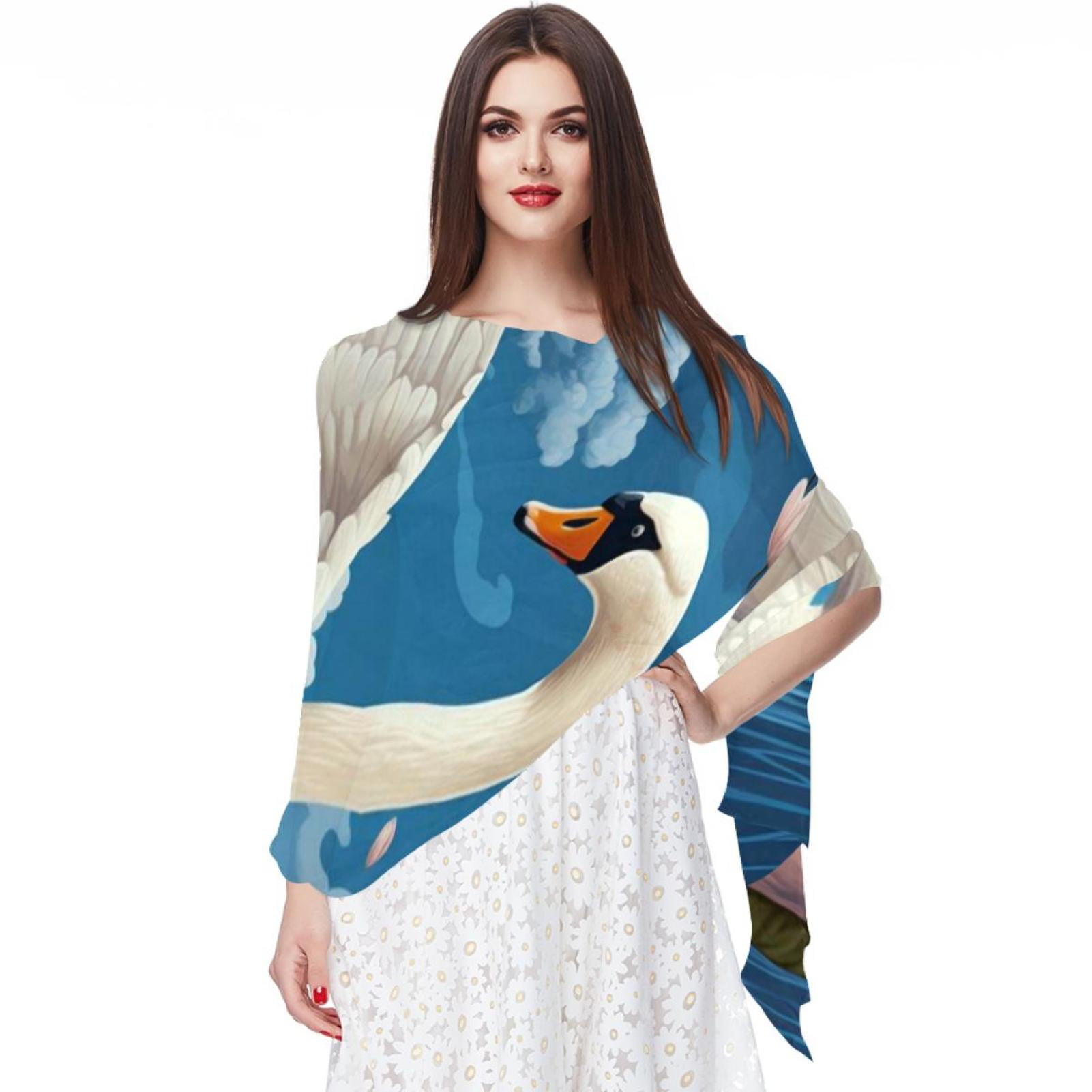 Swan Elegant Translucent Chiffon Silk Scarf 180*73 - Light Breathable ...
