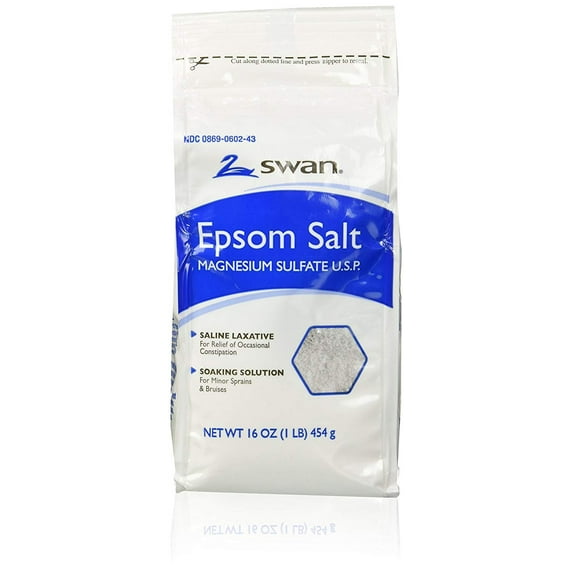 Swan 100% Natural Mineral Epsom Salt 16oz - Magnesium Sulfate for Minor ...