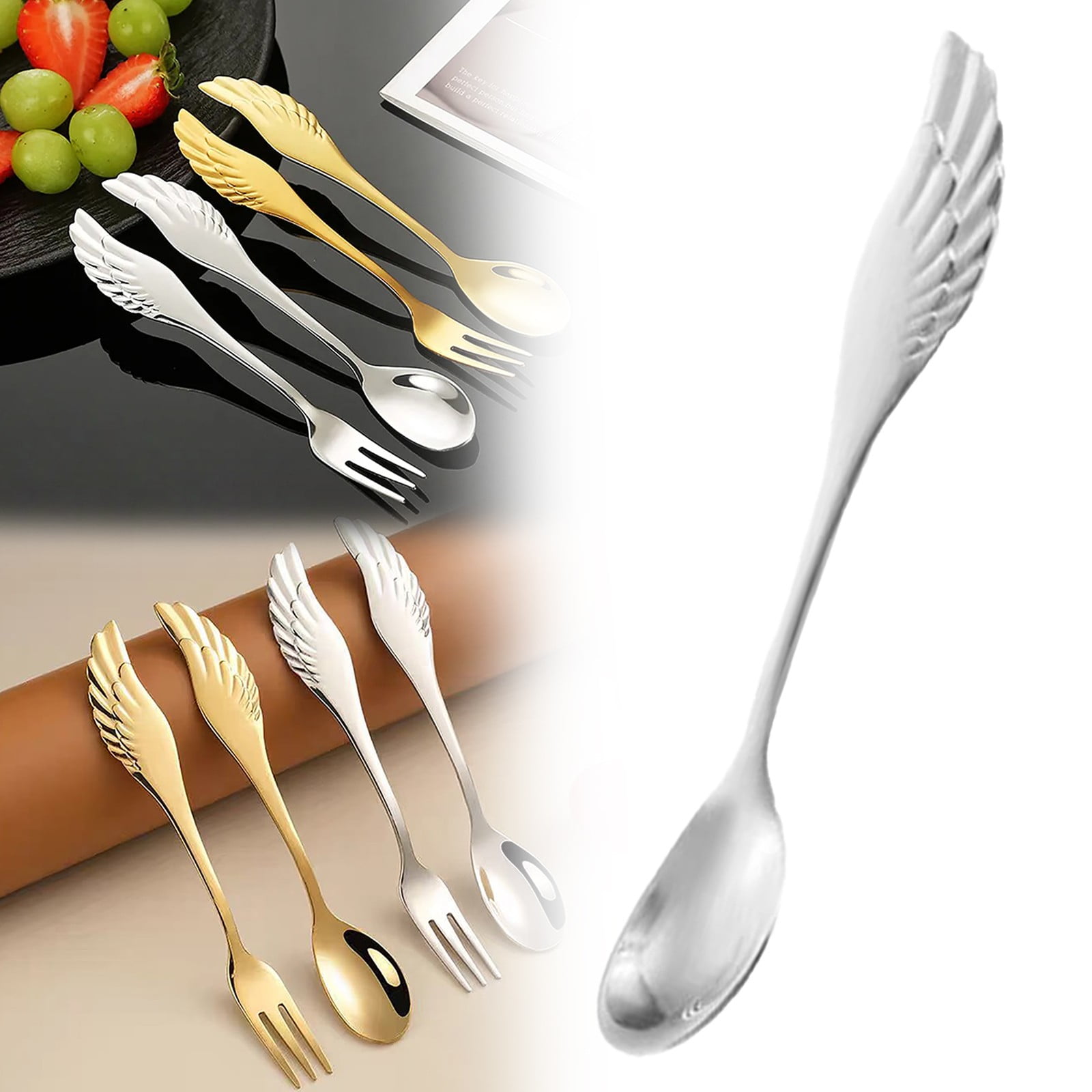 Swan Feather Tableware Sl1, The Appearance of The Wing Fork And Spoon ...