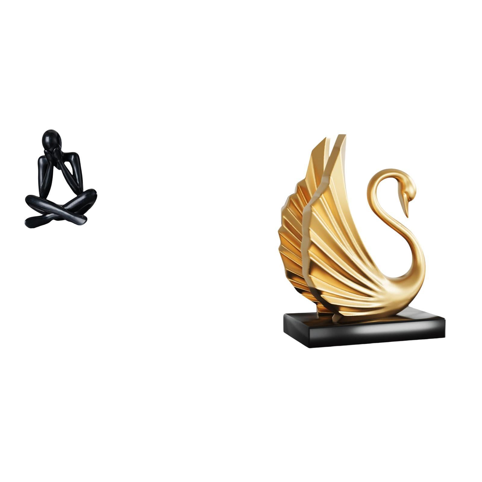Swan Figurine Abstract Sculpture Desktop Decorative Statue Unique Resin ...