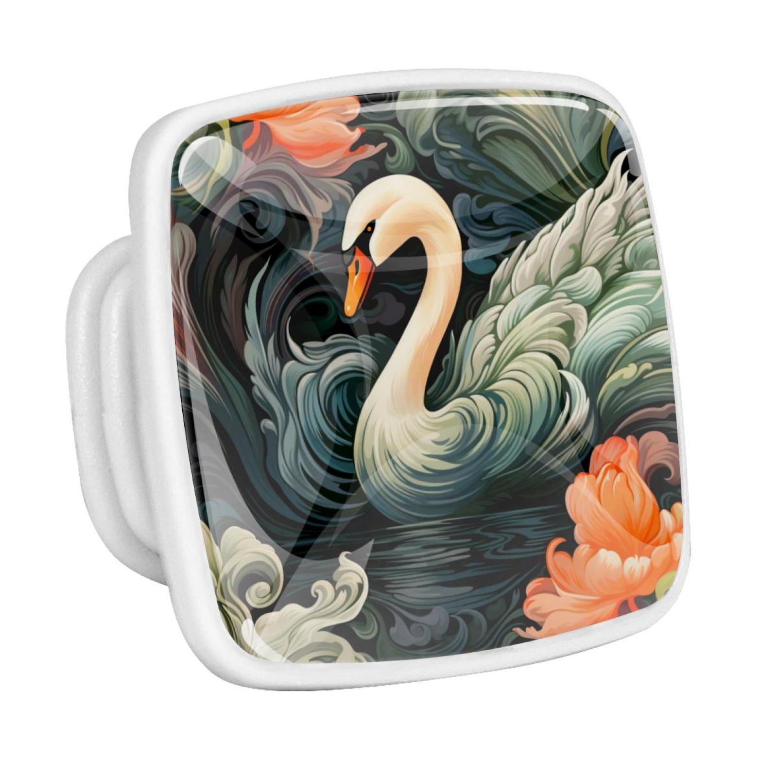 Swan Fluorescent Drawer Pulls with Screws Square 4-Pack Glow Dark Knobs ...