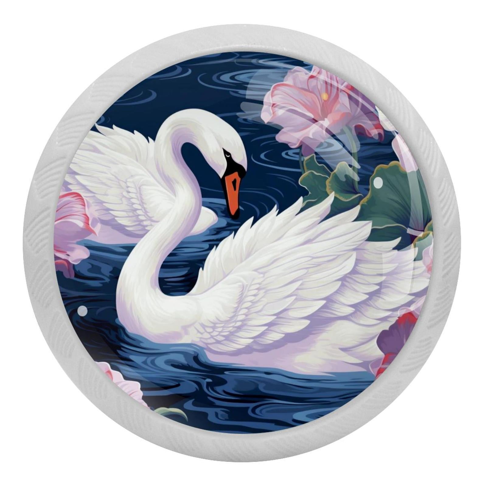 Swan Fluorescent Glow-in-the-Dark Drawer Pulls: 4-Pack Round Knobs with ...