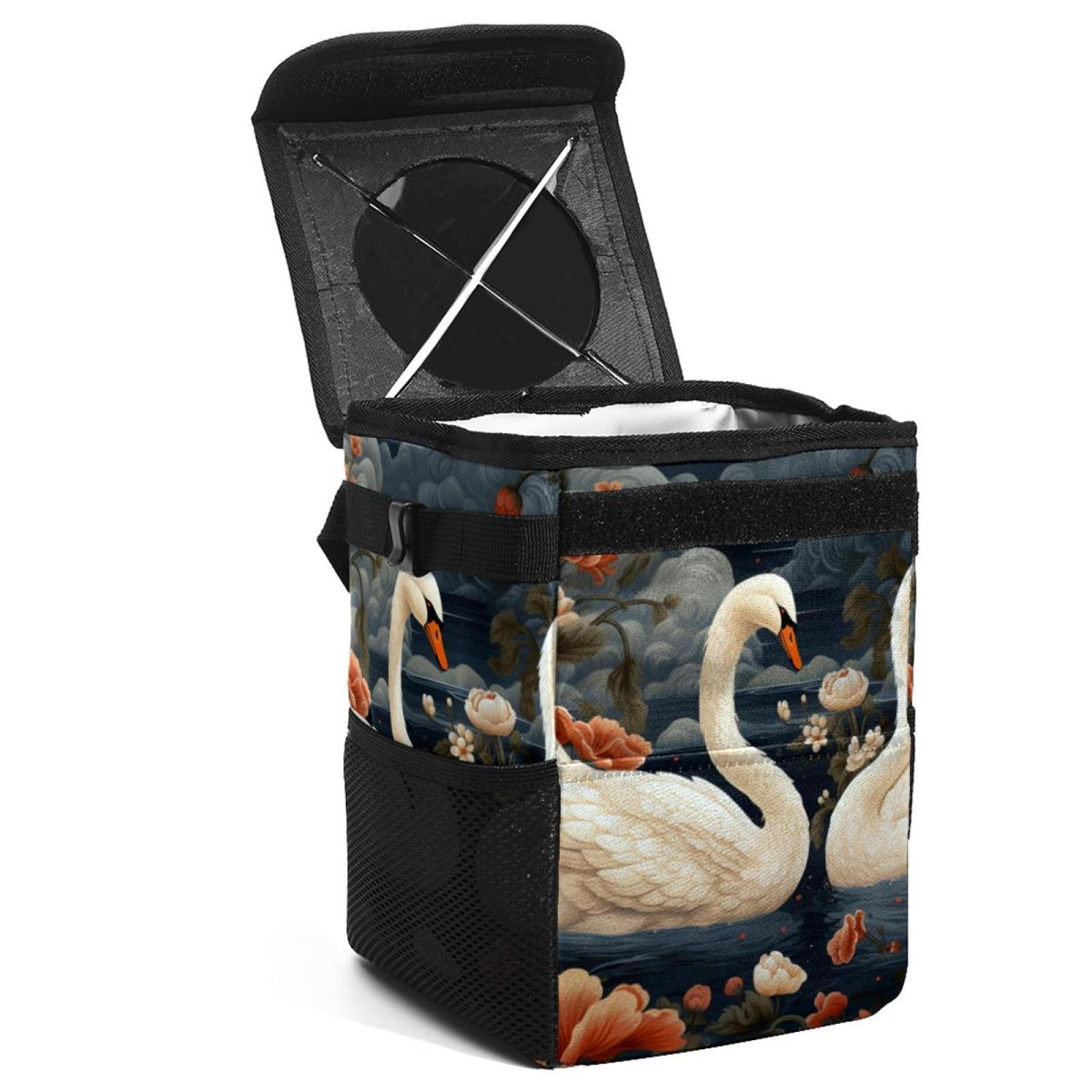 Swan Foldable Car Trash Bin with Lid, Leak-proof Mini Trash Can ...