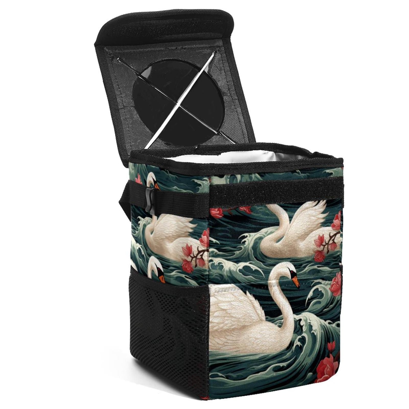 Swan Foldable Car Trash Can with Lid, Leak-Proof, Hanging Storage Bag ...