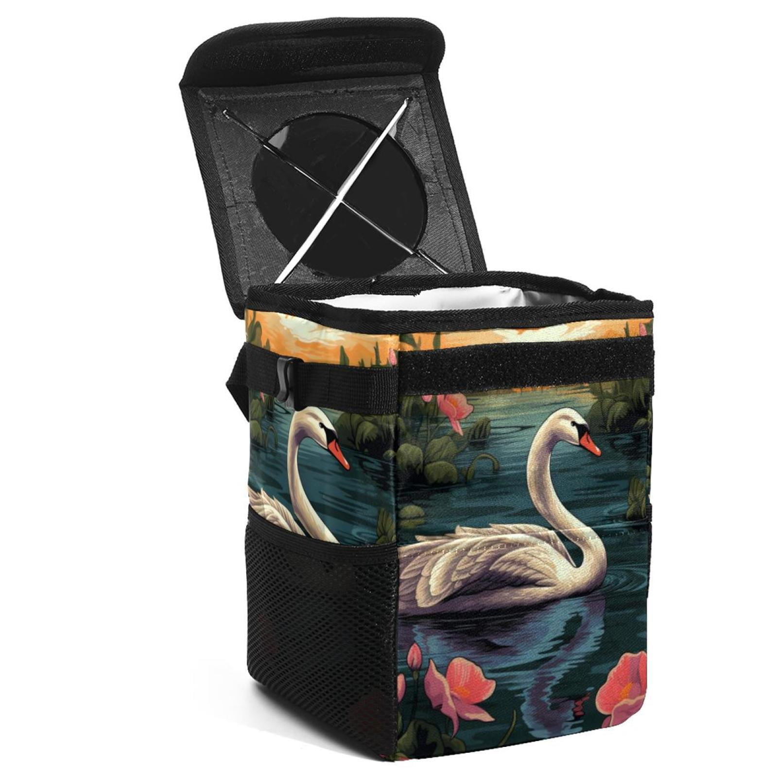 Swan Foldable Car Trash Can with Lid, Leak-Proof Mini Trash Can, Car ...