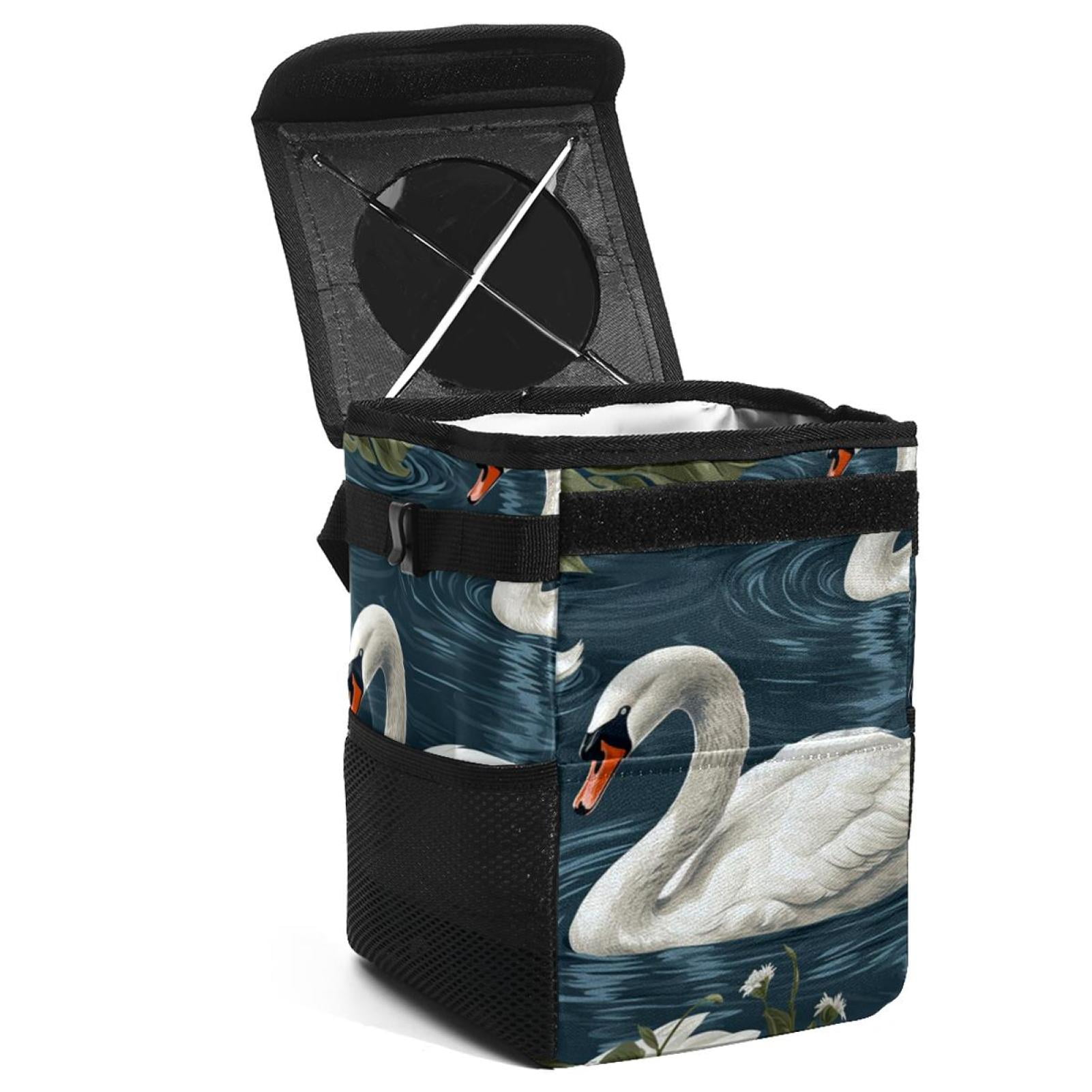 Swan Foldable Car Trash Can with Lid, Leak-Proof Mini Trash Can ...