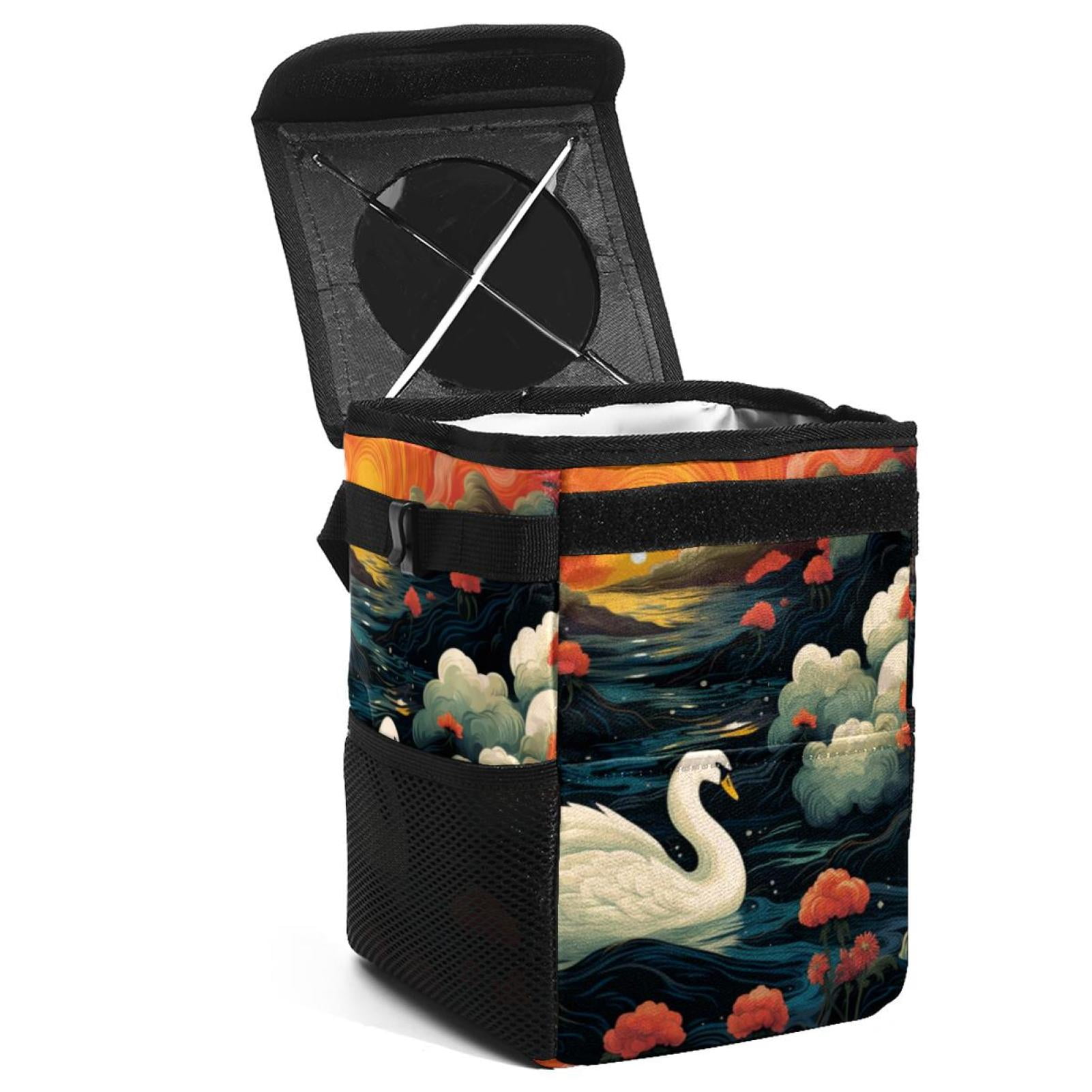 Swan Foldable Car Trash Can with Lid, Leak-proof Mini Trash Can ...
