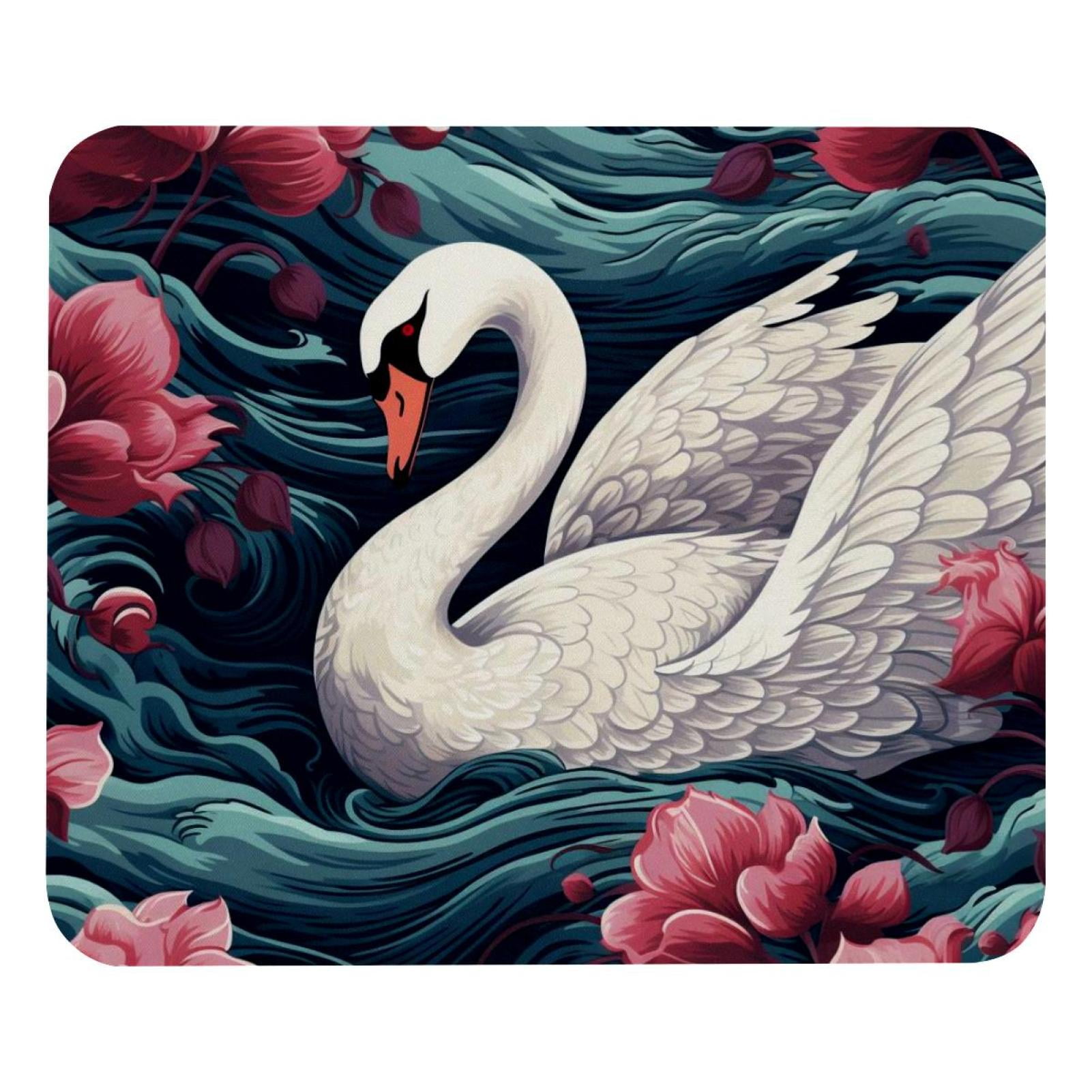 Swan Gaming Mouse Pad Desk Mat, Square 8.3x9.8 Inch Non-Slip Rubber ...