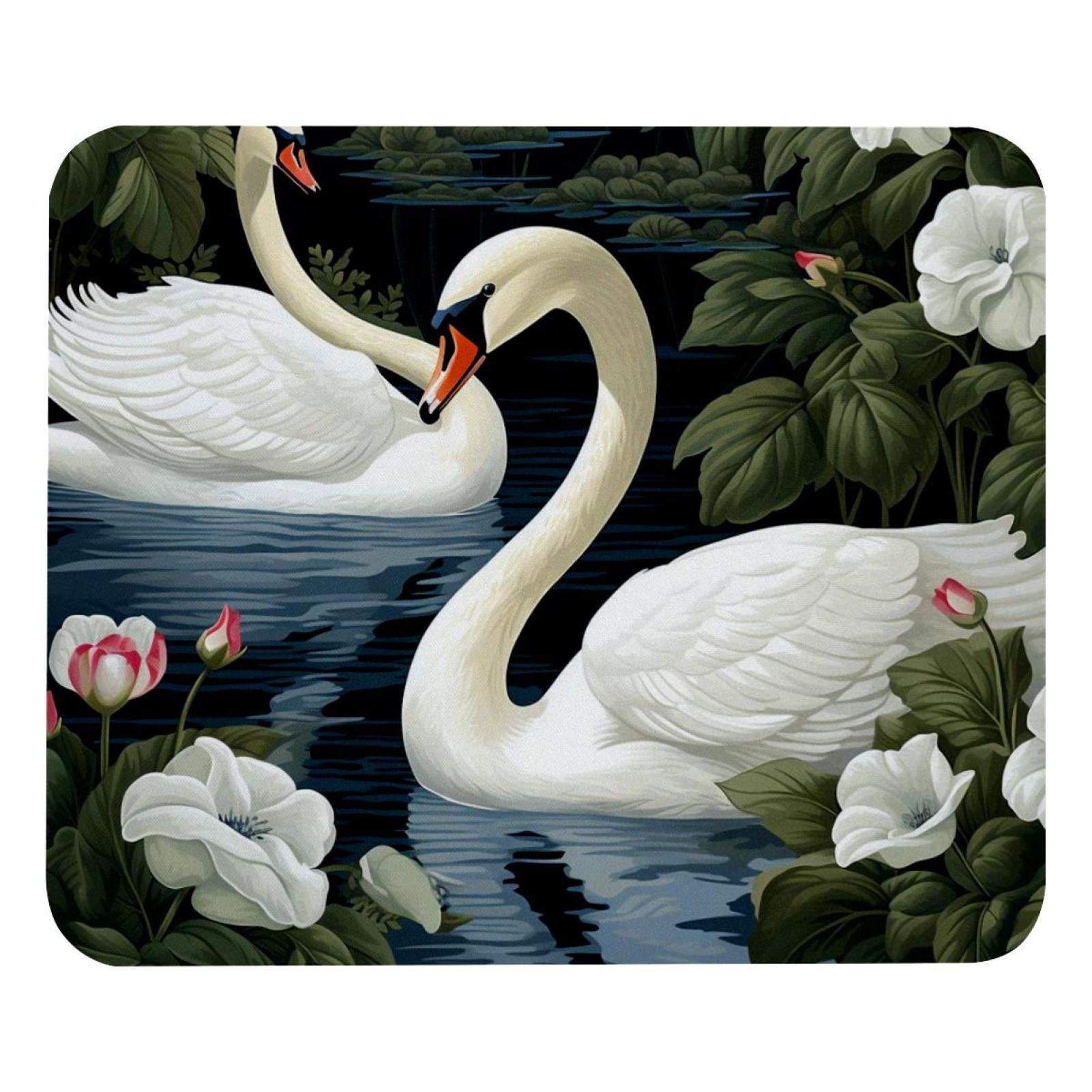 Swan Gaming Mouse Pad, Desk Mat, Square 8.3x9.8 Inch Non-Slip Rubber ...