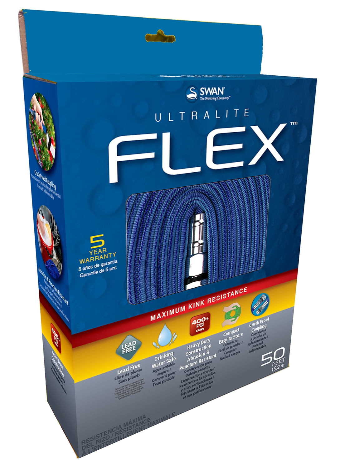 Swan Hose CSNUF12050 50' X 1/2" Blue Ultra-Flex Garden Hose - Walmart.com