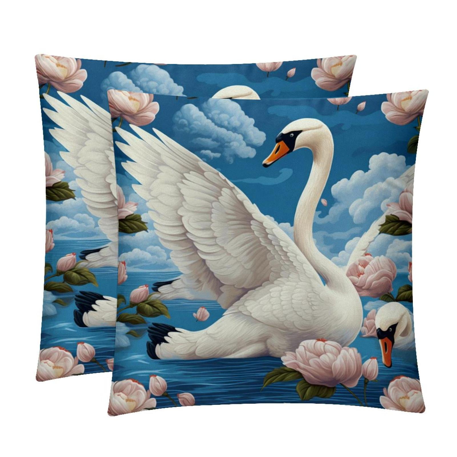 Swan Inserts - Set of 2 Bed Pillow Inserts with Unique Patterns ...