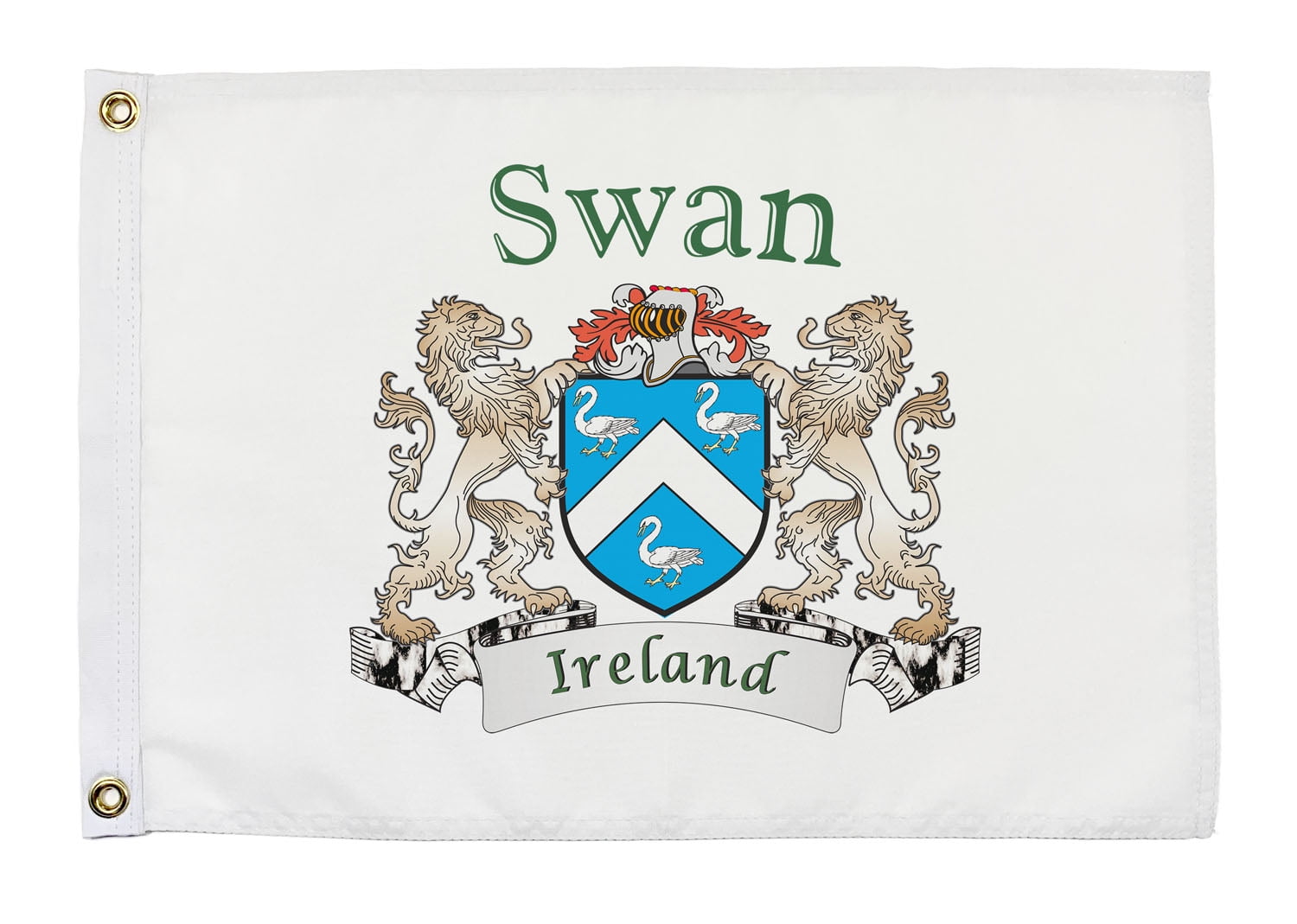 Swan Irish Coat of Arms Small White Flag - 16"x10.5" inches - Walmart.com