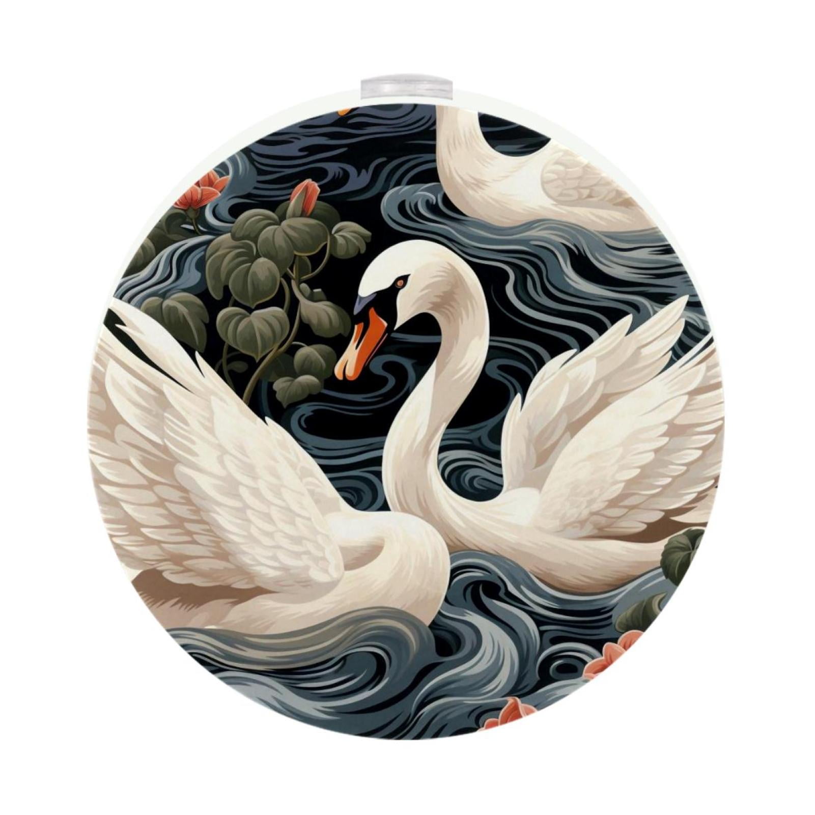 Swan LED Round Night Light-2PCS, Dimmable Plug-in Wall Lamp with Dusk ...