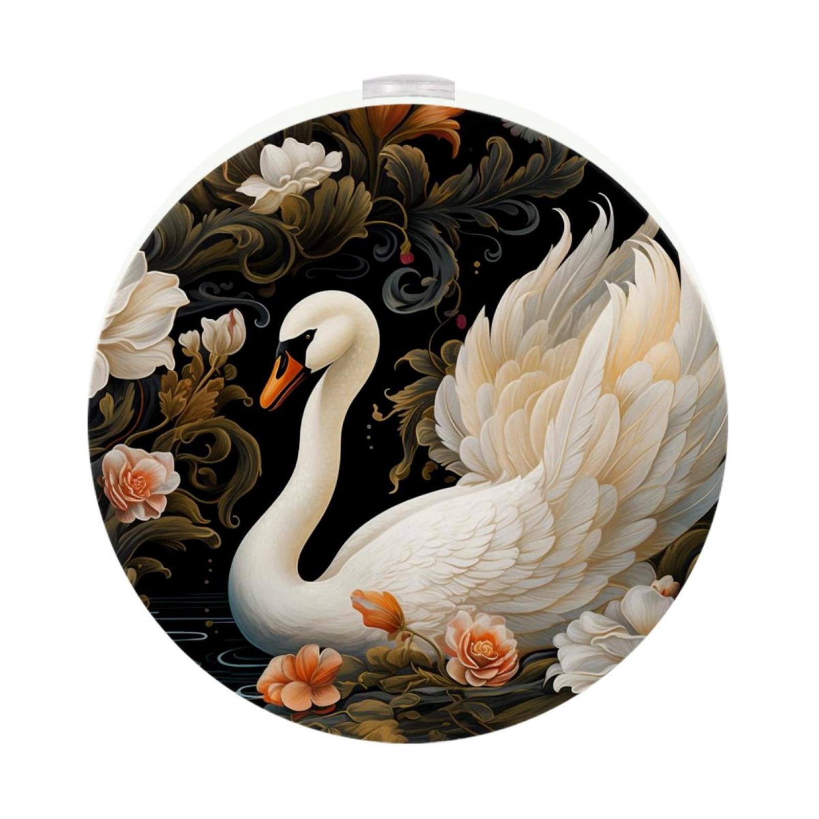 Swan LED Round Night Light-2PCS, Energy-Efficient Plug-in Ambient Lamp ...