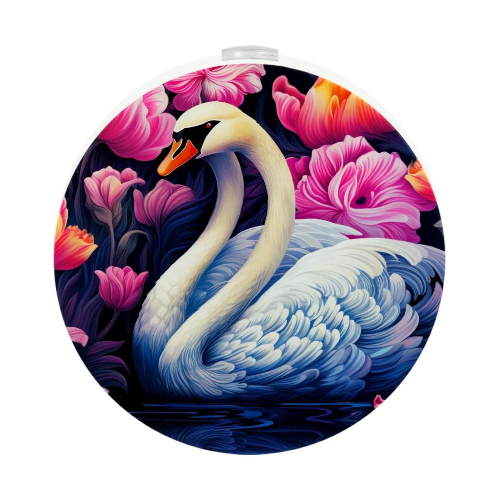 Swan LED Round Night Light-2PCS, Energy Efficient Plug-in Bedroom ...