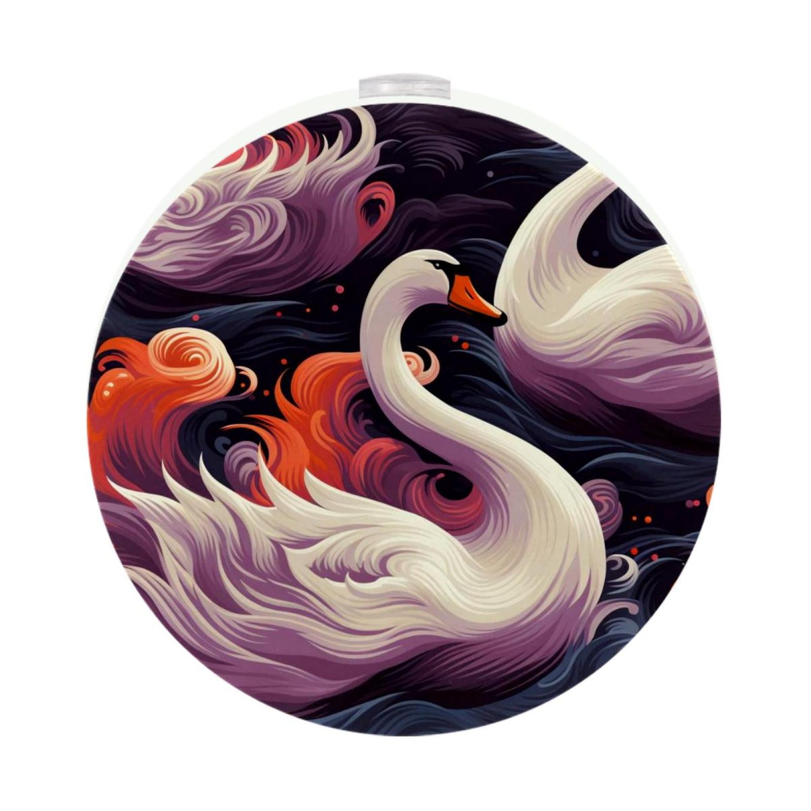 Swan LED Round Night Light - 2PCS, Energy Efficient Plug-in Wall Lamp ...