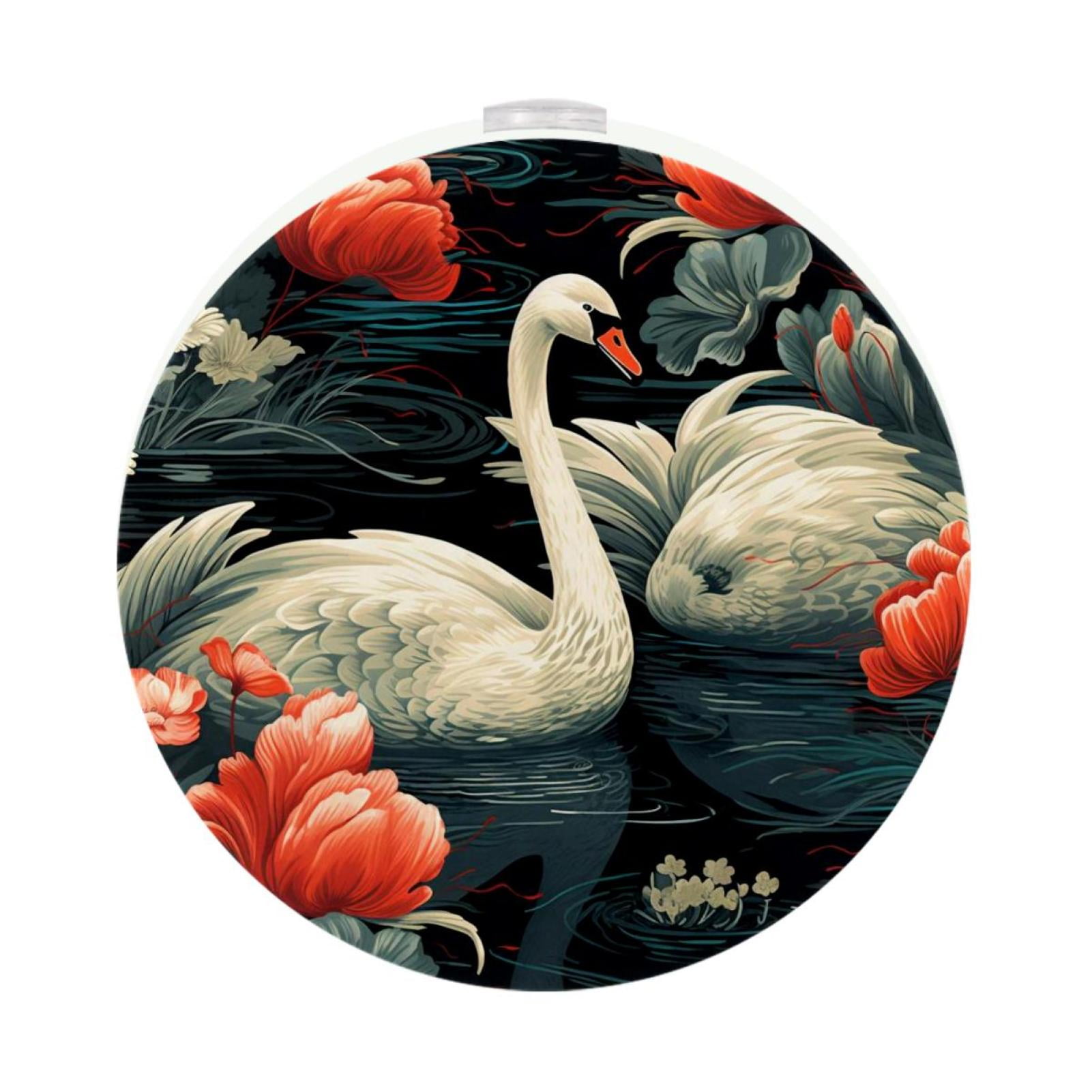 Swan LED Round Night Light - 2PCS, Plug-in Dusk-to-Dawn Sensor, Energy ...