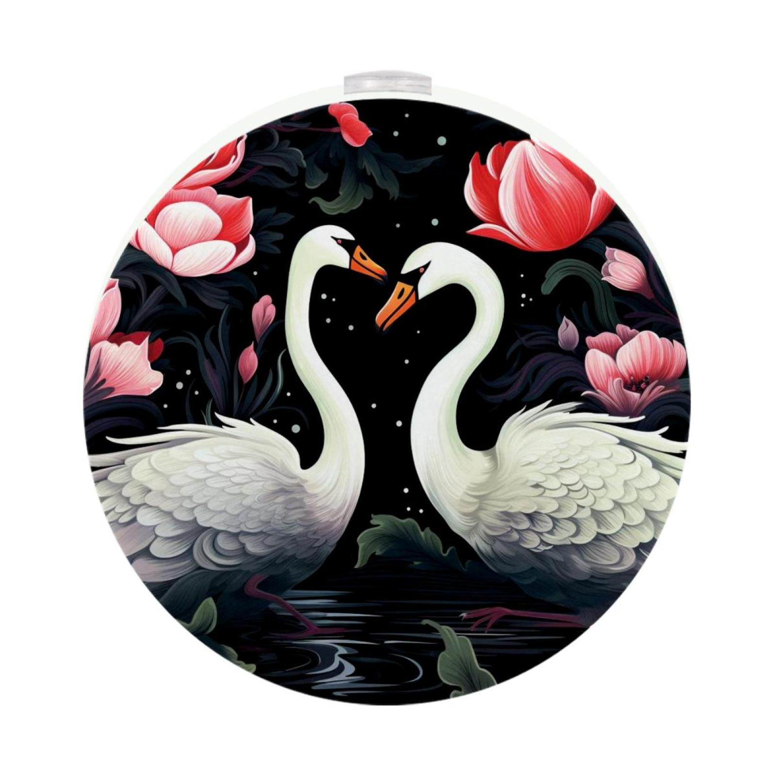 Swan LED Round Night Light-2PCS, Plug-in Dusk to Dawn Sensor Wall Light ...