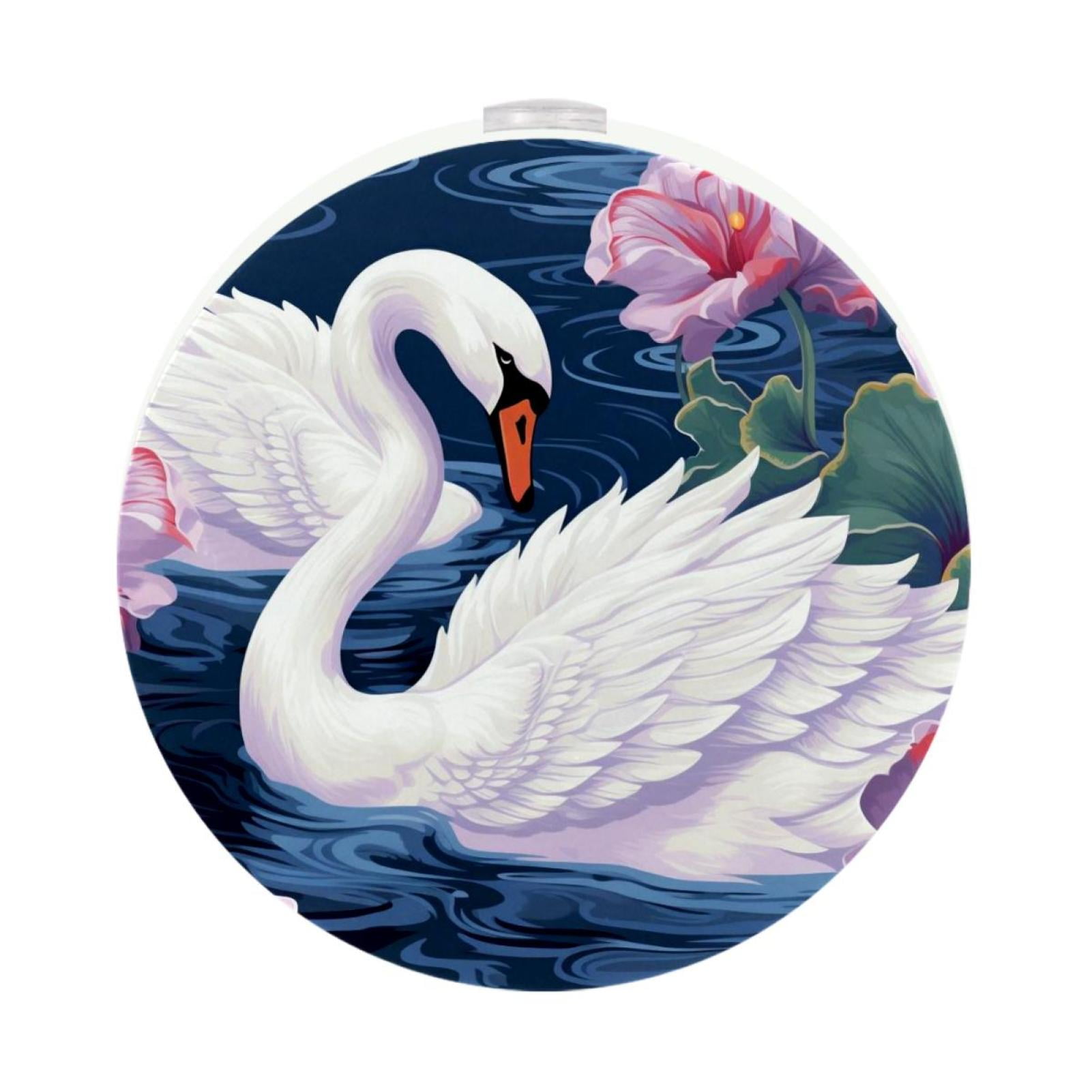 Swan LED Round Night Light-2PCS, Plug-in Mini Wall Socket Soft White ...