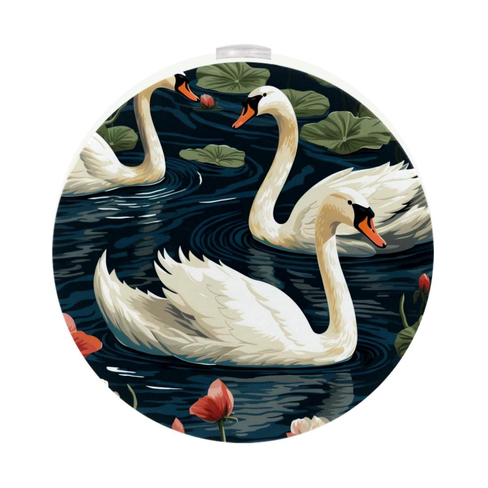 Swan LED Round Night Light-2PCS - Plug-in Smart Sensor Nightlights with ...