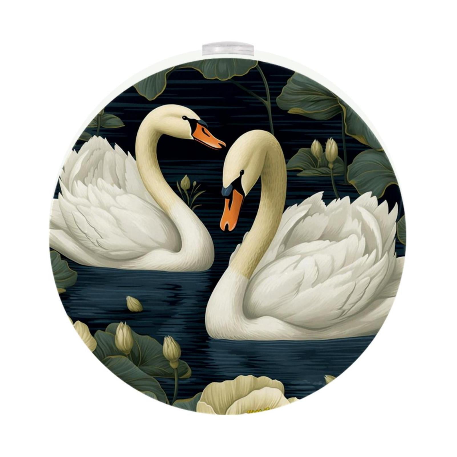 Swan LED Round Night Light-2PCS, Plug-in Wall Nightlight with Dusk-to ...