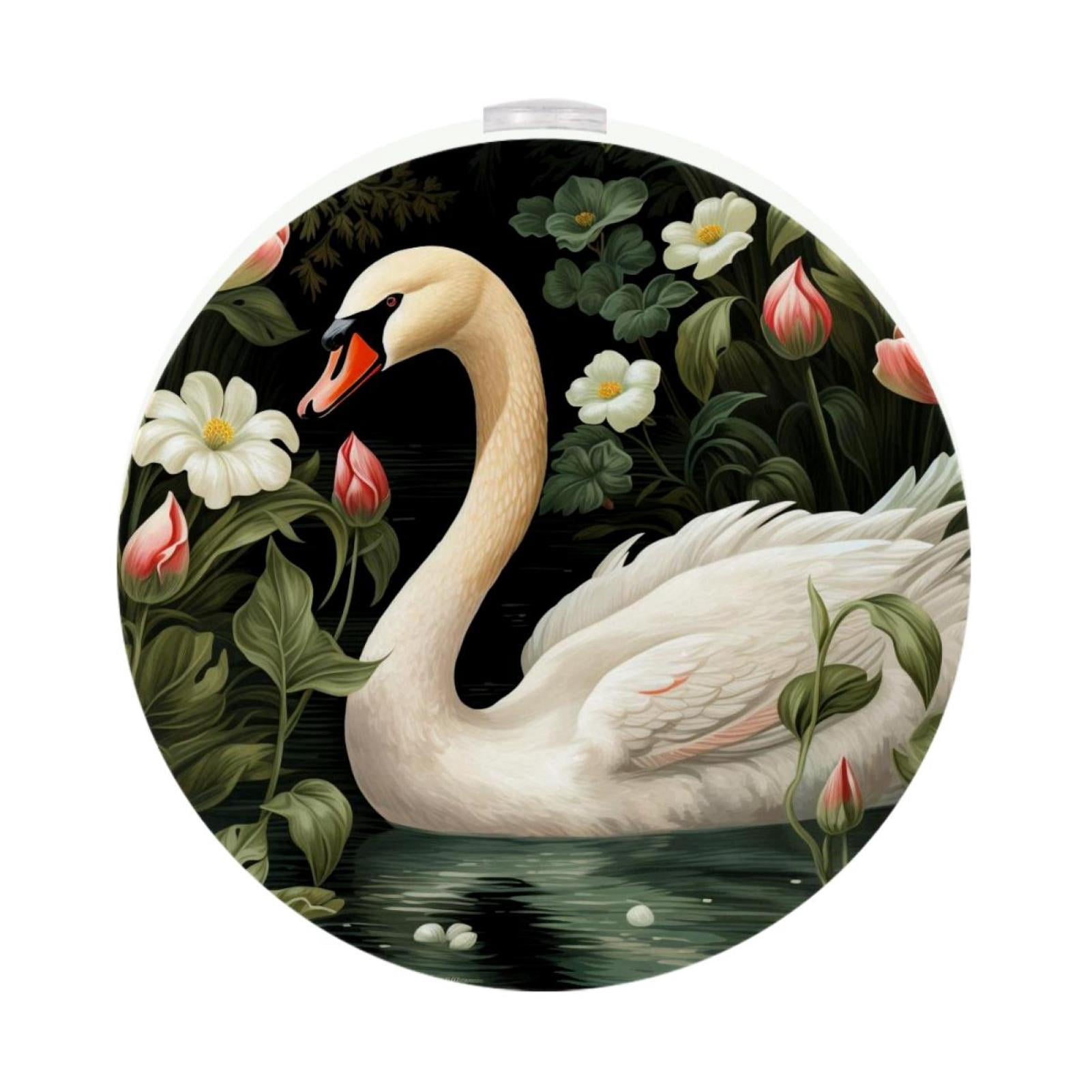 Swan LED Round Night Light - 2PCS, Soft Glow Decorative Nightlights ...