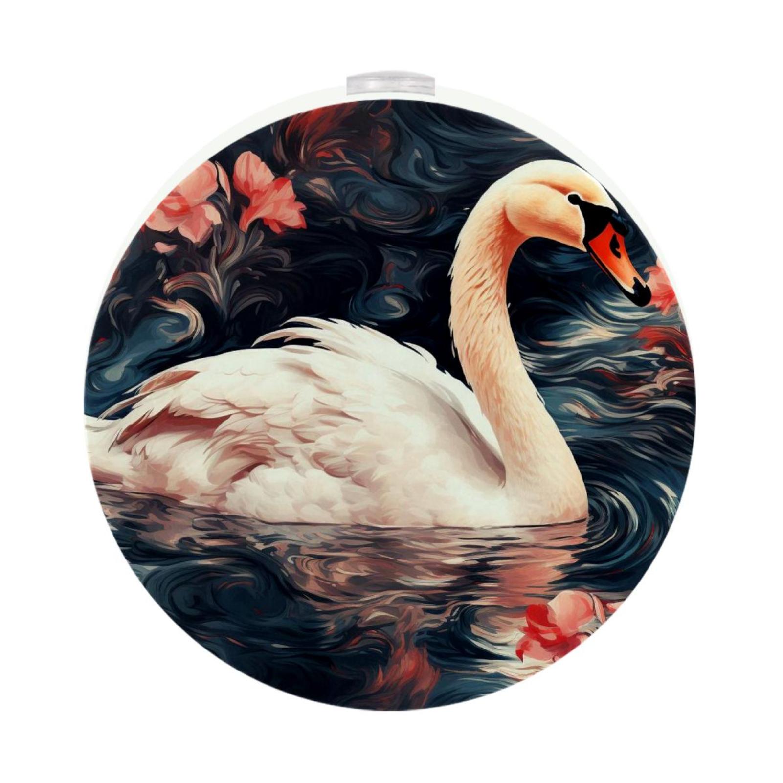 Swan LED Round Night Light-2PCS for Nursery and Bedroom, Plug-in Dusk ...