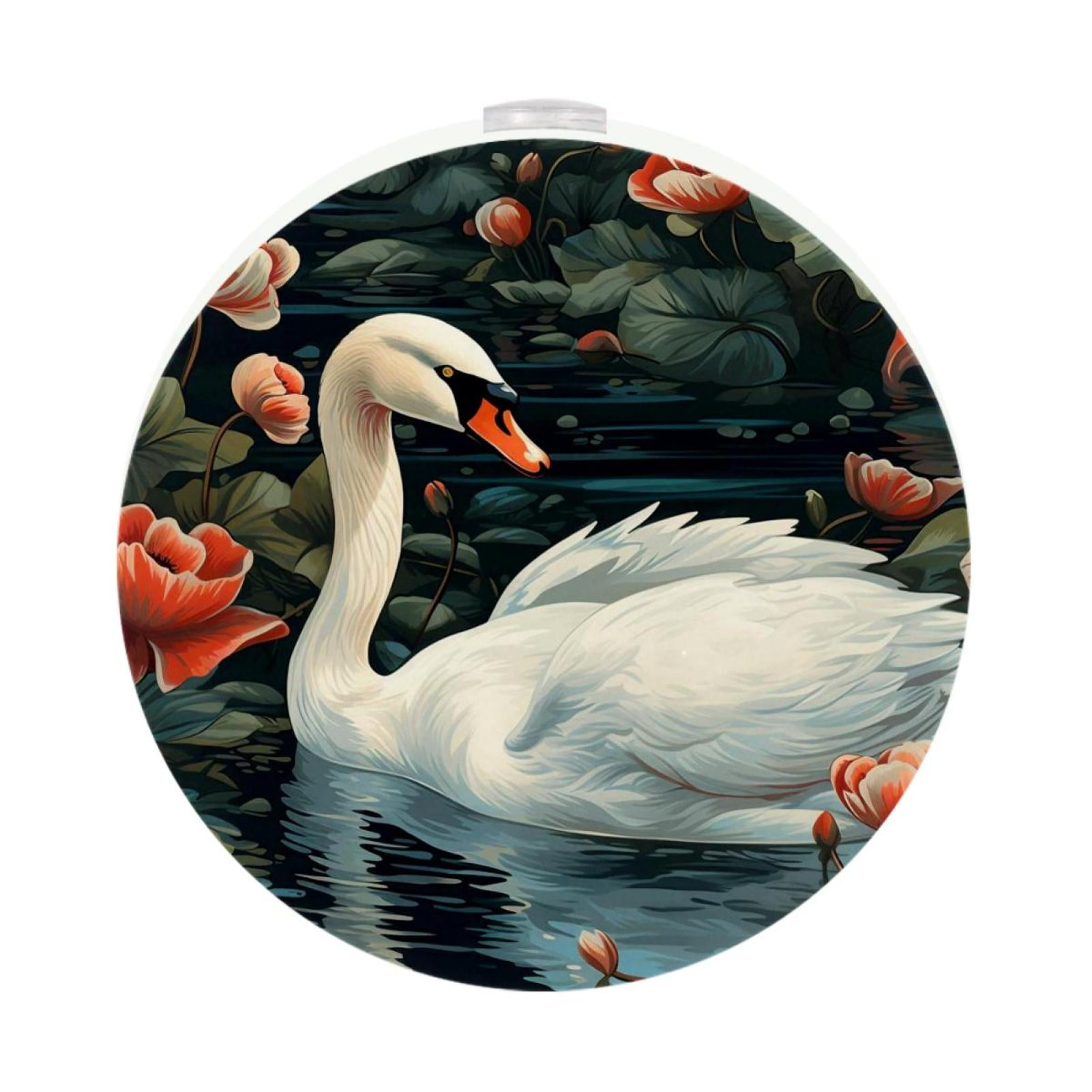 Swan LED Round Night Light-2PCS for Nursery and Bedroom, Plug-in Dusk ...