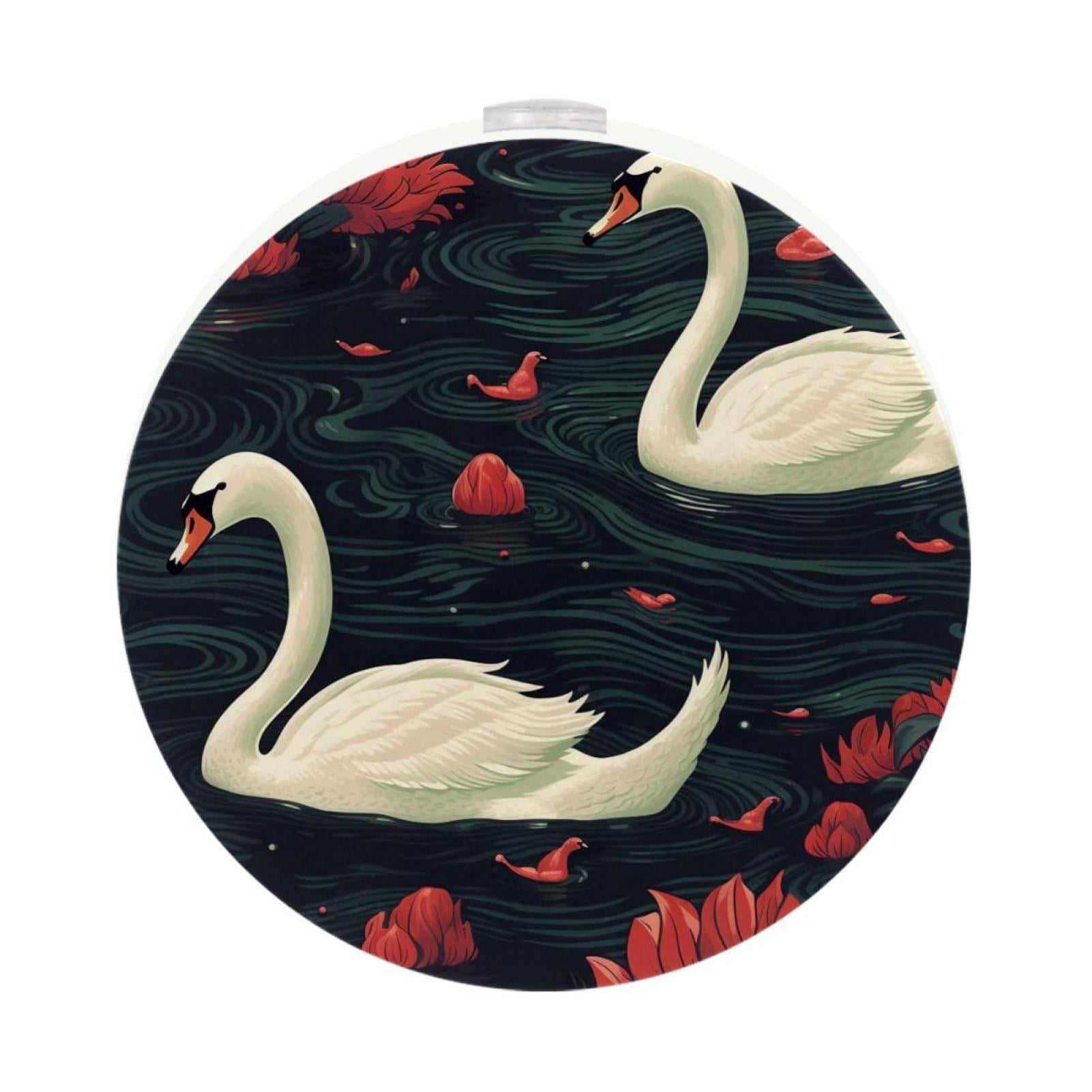 Swan LED Round Night Light- Set of 2, Portable Rechargeable Mini Circle ...