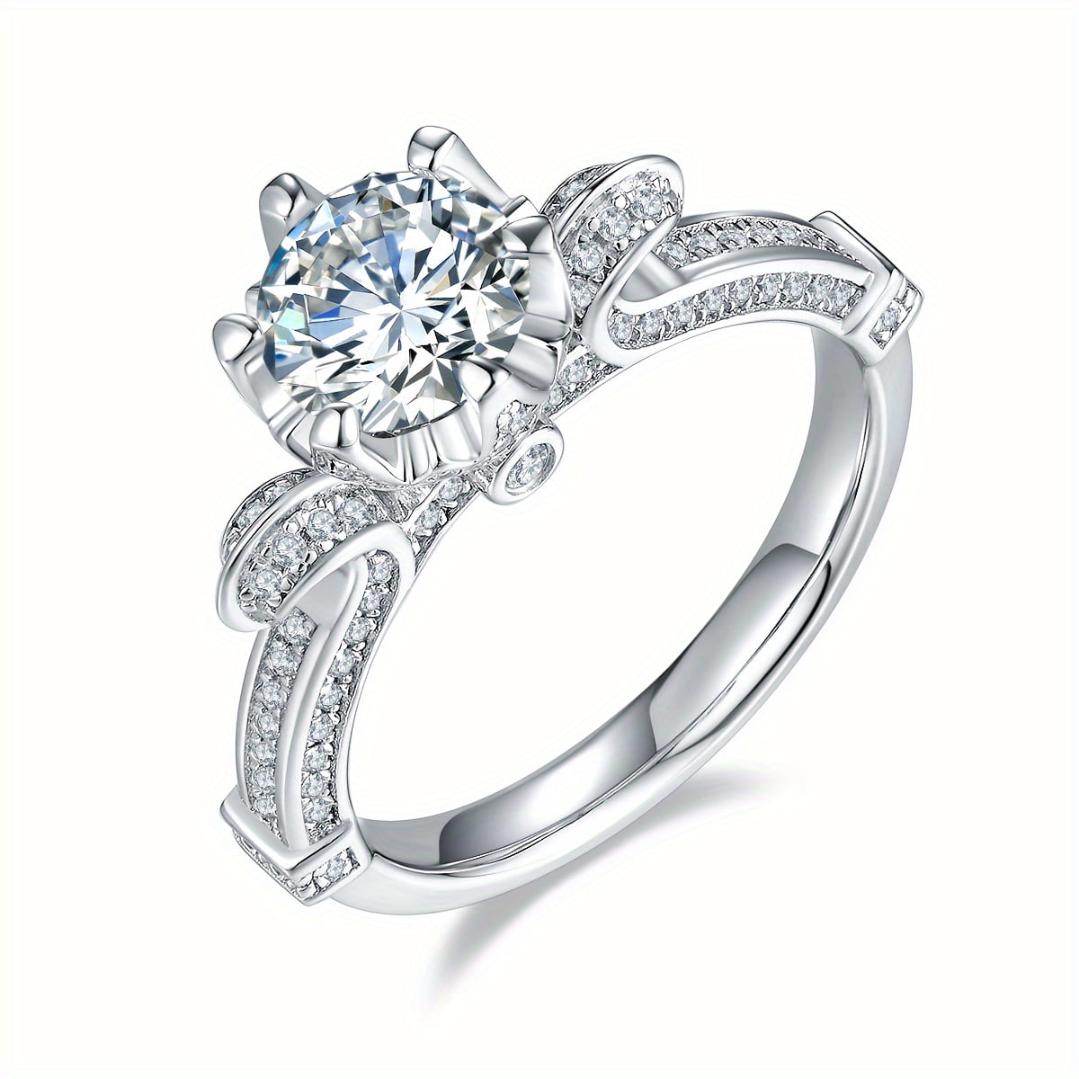 Swan Lake 1 carat D grade moissanite ring for women, s925 sterling silver wedding ring ring ...