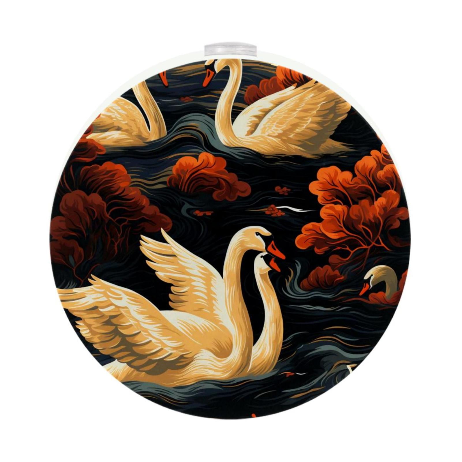 Swan Led Round Night Light-2pcs, Portable Stick on Night Lamp for ...