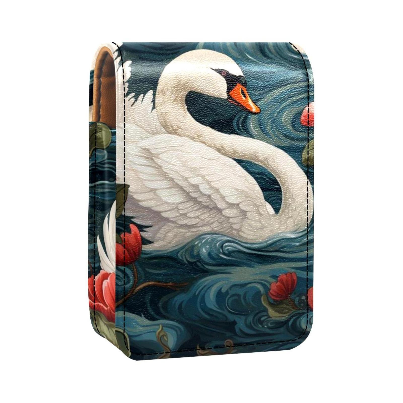 Swan Lipstick Case with Mirror, Portable, Compact, Lipstick Travel ...