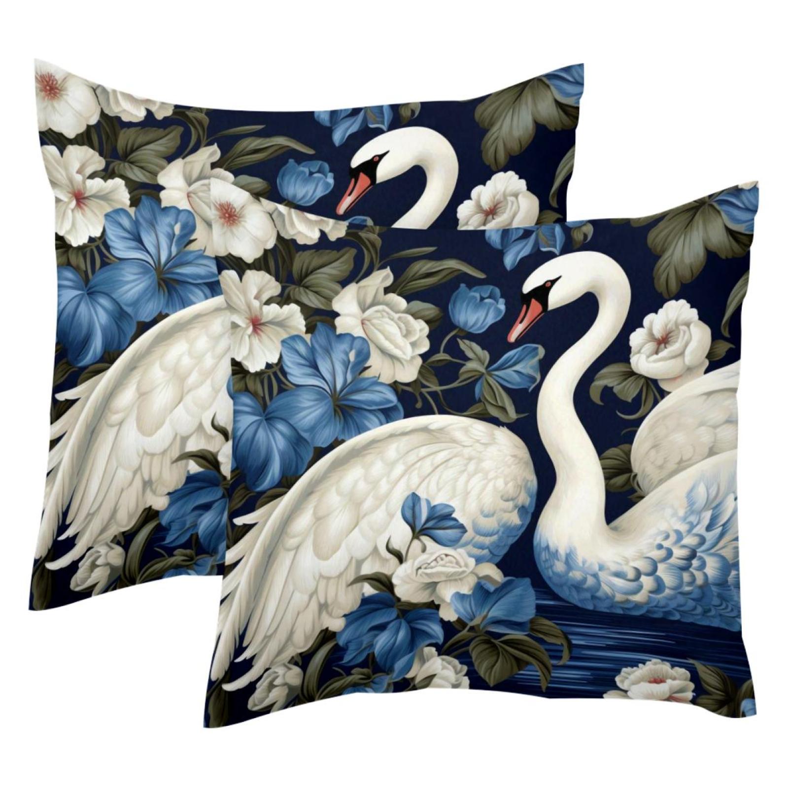 Swan Luxurious Velvet Throw Pillow Inserts 2PCS Chair Pillow Covers Bed ...