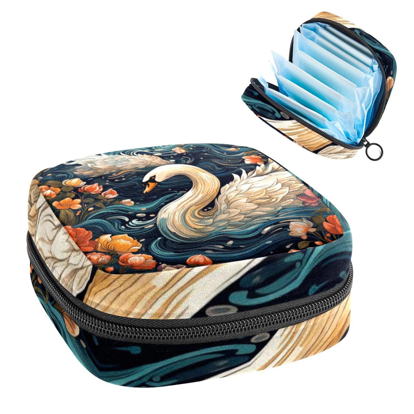 Swan Mini Plush Sanitary Napkin Pouch - Makeup Bag, Period Bags for ...