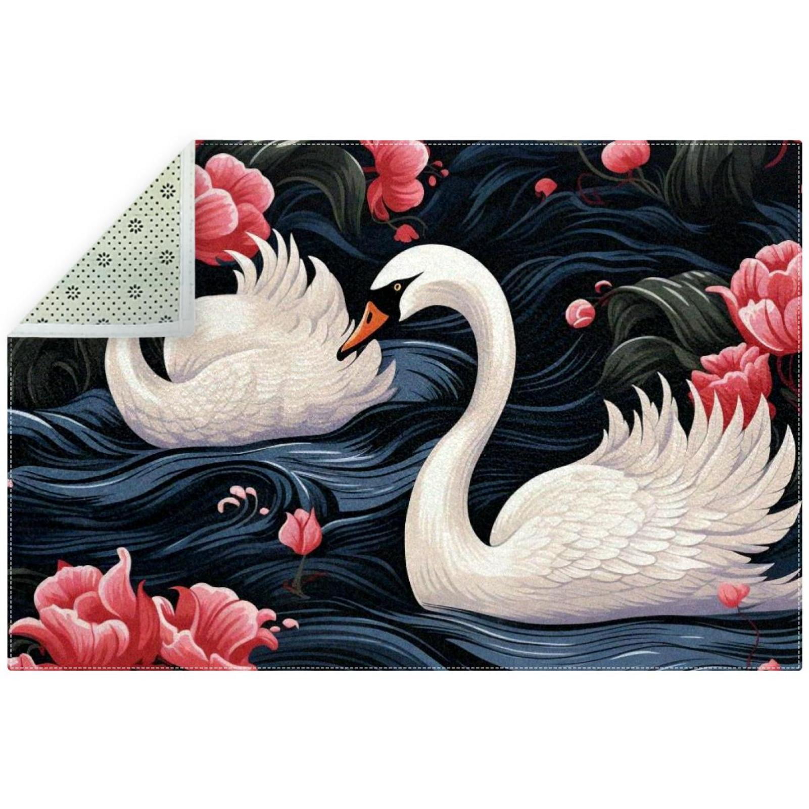 Swan Office Mat with Right-Angle Design - Polyester Floor Mat for ...