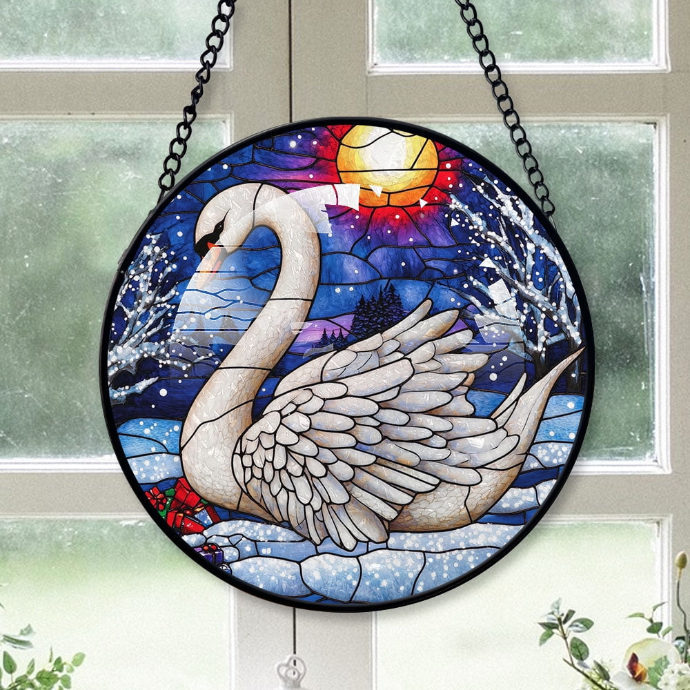 Swan Ornament Christmas 2025, SwanStained Glass Window Art – Light ...