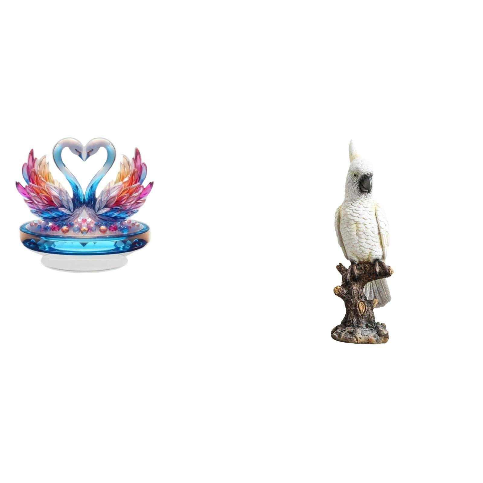 Swan Parrot Sculpture Resin Ornament Flat Design Tabletop Decoration ...
