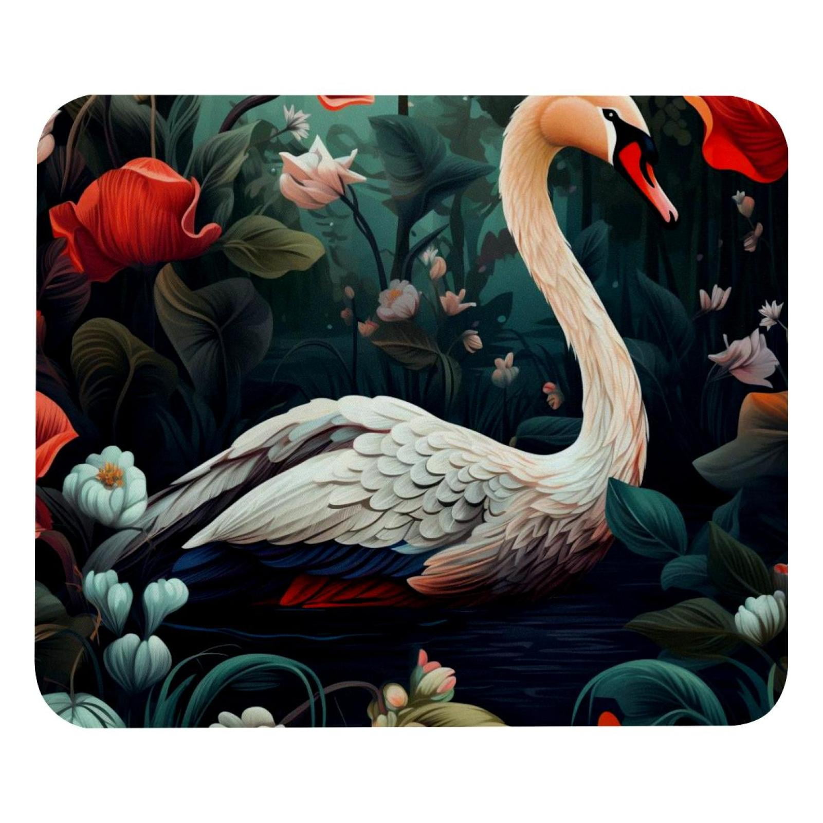 Swan Pattern Mousepad Square Thickness 2mm Desk Mat Office Home Use ...