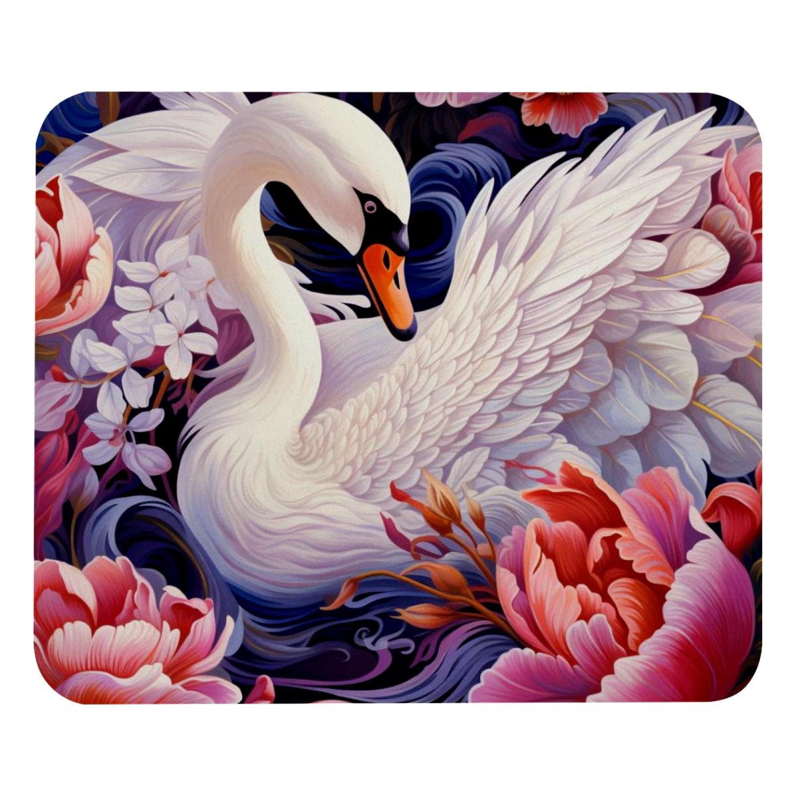Swan Pattern Mousepad Square Thickness 2mm Desk Mat Office Home Use ...