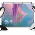 Swan Photography Backdrop 7x5FT, Oil Painting Spring Wisteria Gradient ...