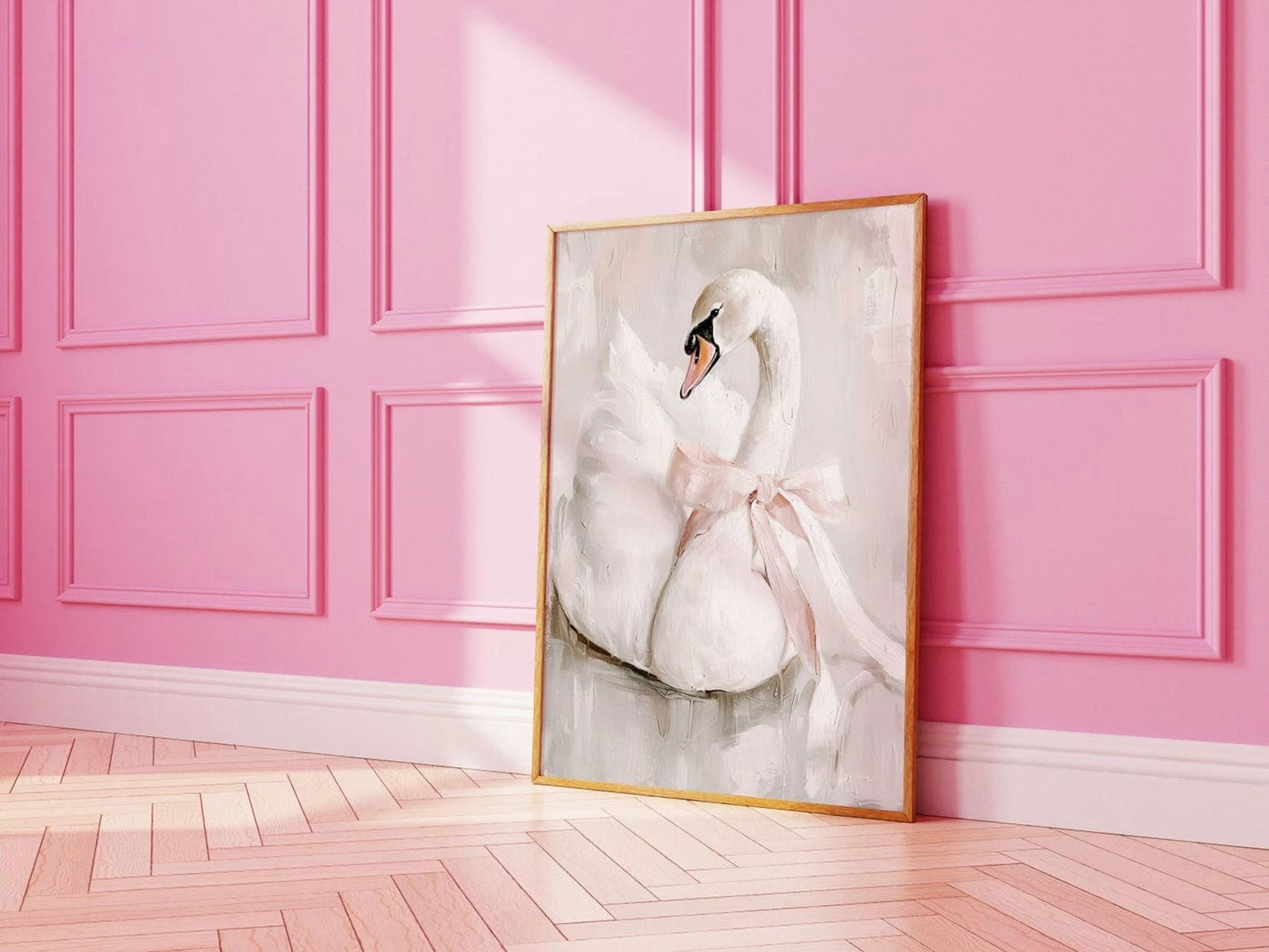 Swan with Pink Bow Nursery Decor Grandmillenial Poster Grandma Chic ...