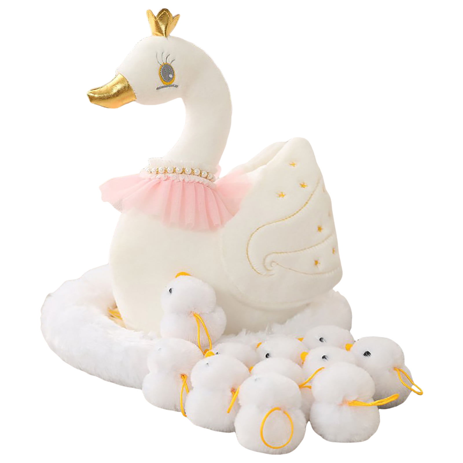 Swan Plush Animals White Mother Goose Plush Toys Bring 10 Cygnet Toys ...