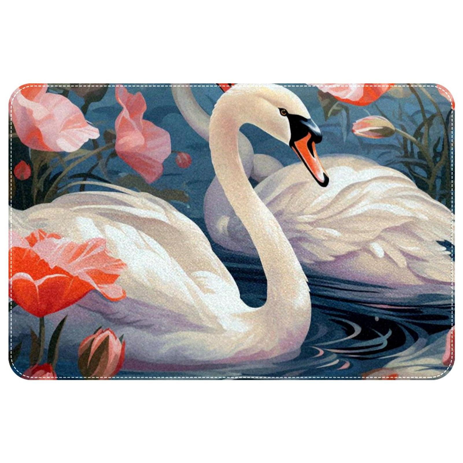 Swan Polyester Non-Slip Indoor Mat Door Rugs Game Mat - Machine ...