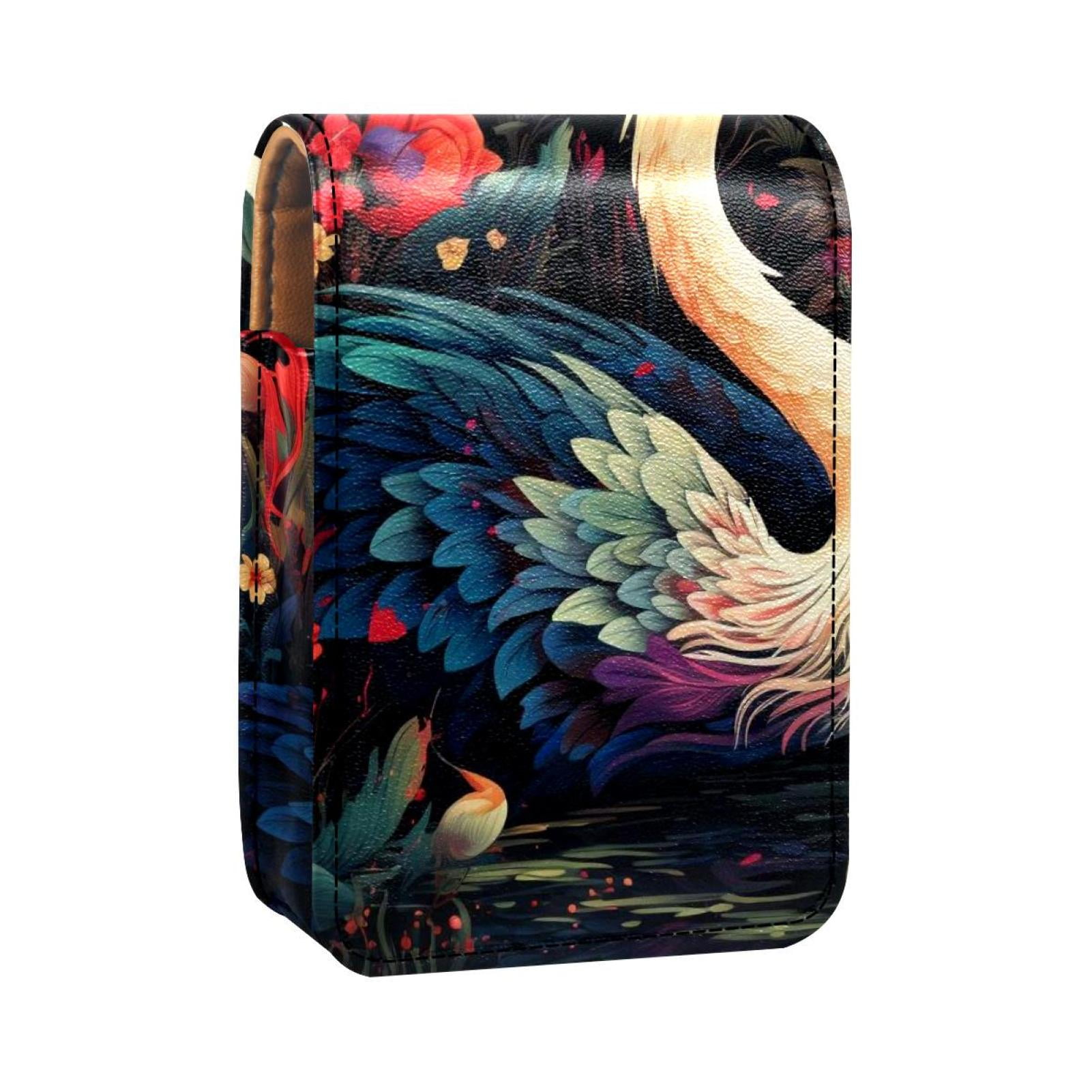 Swan Portable Lipstick Case Makeup Bag with Mirror, Compact Lipstick ...