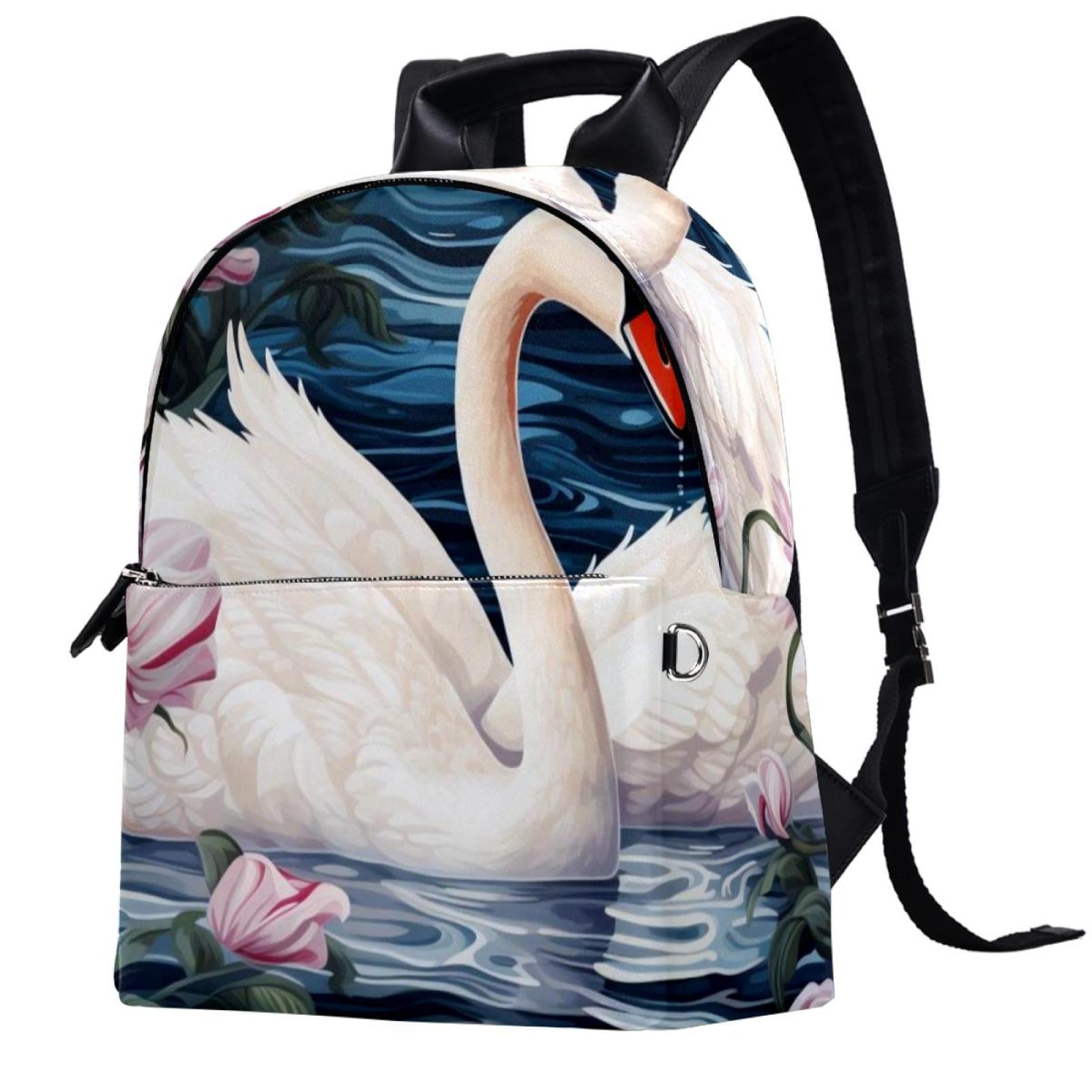 Swan Preppy Leather Canvas Backpack with Adjustable Shoulder Straps ...