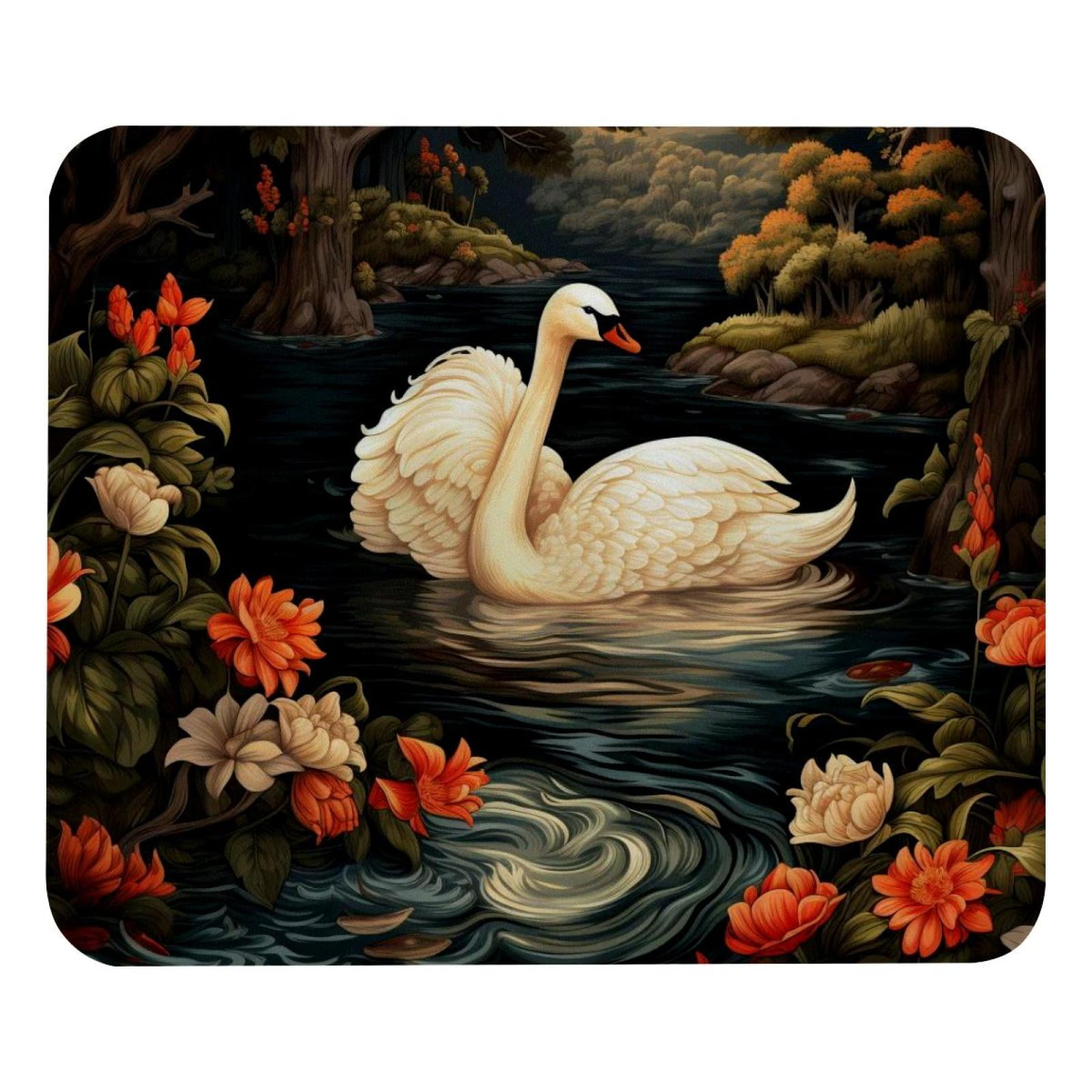 Swan Printed Non-Slip Rubber Bottom Gaming Mouse Pad 8.3x9.8 Inch ...