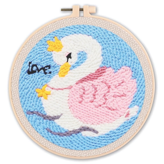 Swan Punch Needle Kits Adults Beginner, Handcraft DIY Craft Hoop Kit ...