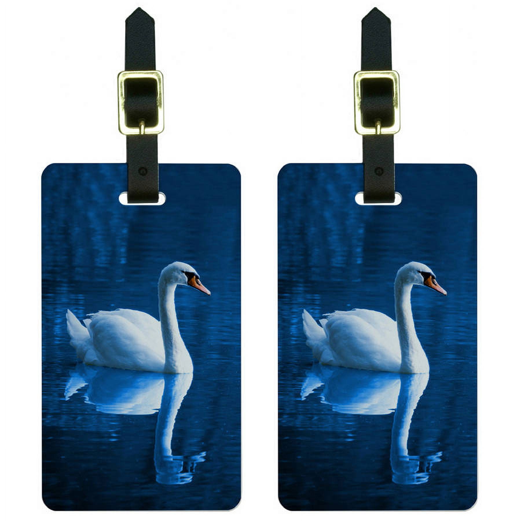 Swan Reflection on Blue Lake Luggage Tags Suitcase Carry-On ID, Set of ...