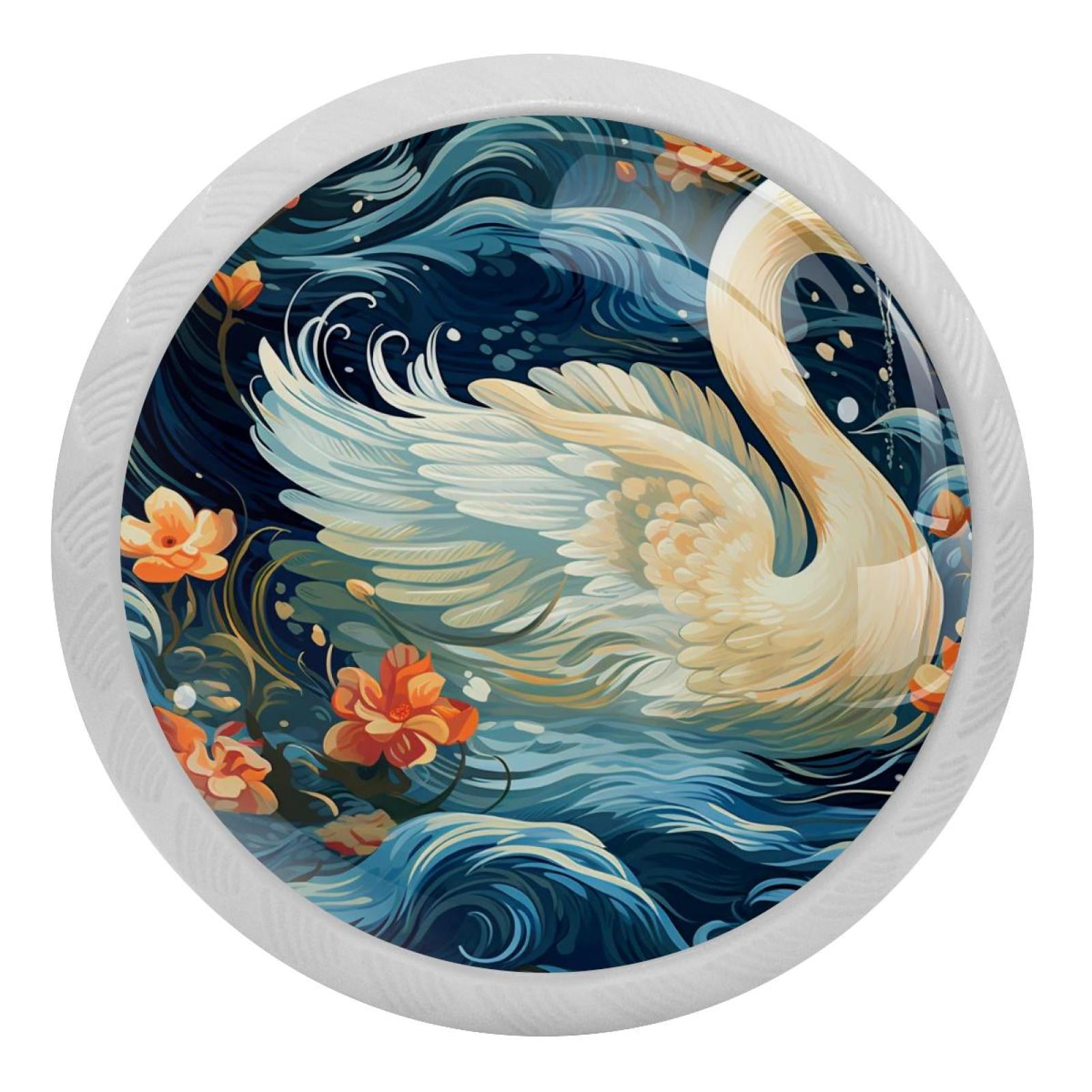 Swan Round Glow-in-the-Dark Cabinet Knobs: Fluorescent Drawer Pulls 4 ...